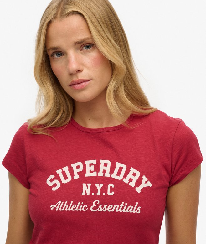 womens Athletic Essential Slub T-Shirt in Bordeaux Red | Superdry UK