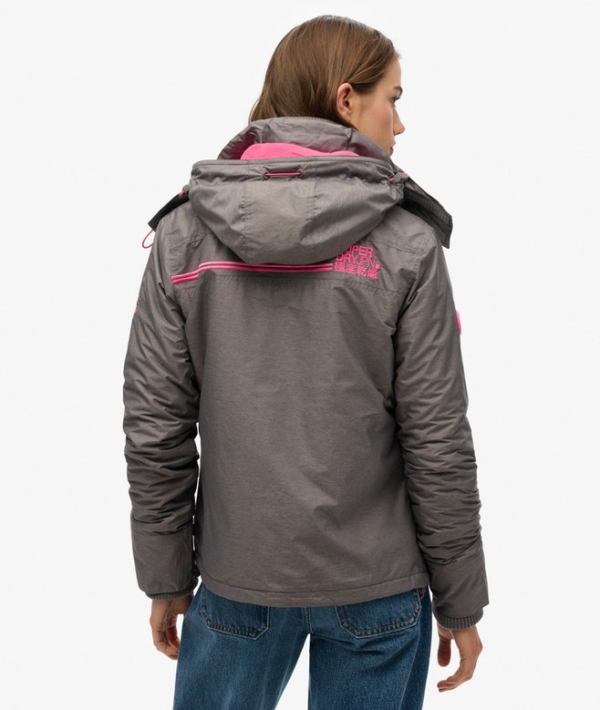 womens Pop Zip Hooded Arctic SD-Windcheater Jacket in Light Grey Marl ...