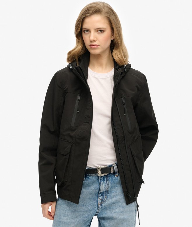 womens Hooded Ultimate Tech Windbreaker in Black | Superdry UK