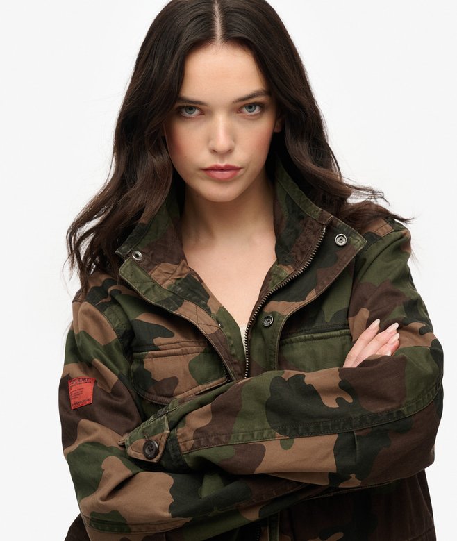 mens Oversized Rookie Military Jacket in Troops Camo Green | Superdry UK