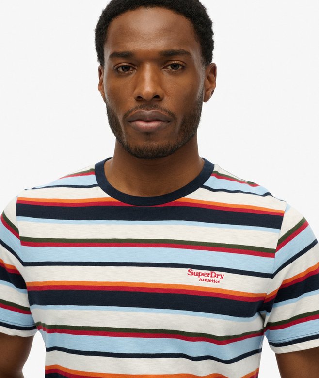 mens Essentials Stripe T-Shirt in Eclipse Navy Surf Stripe | Superdry UK