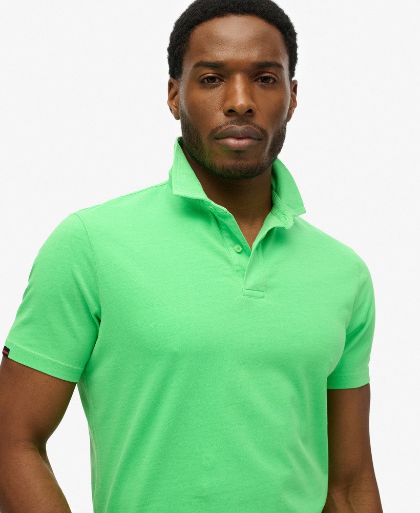 mens Essential Jersey Polo Top in Dry Fluro Lime | Superdry UK