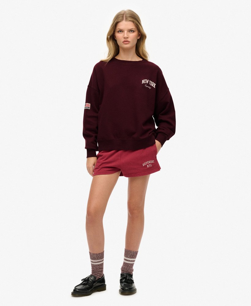 Dames Athletic Essentials relaxed sweatshirt met ronde hals in port red ...