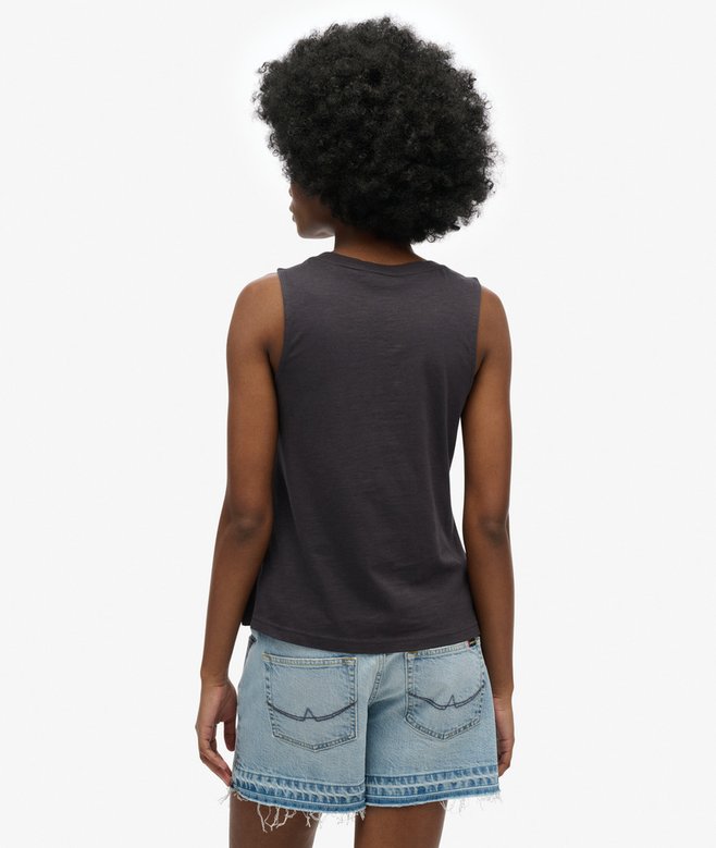 womens Vintage Logo Tokyo Scoop Neck Tank Top in DARK CHARCOAL ...