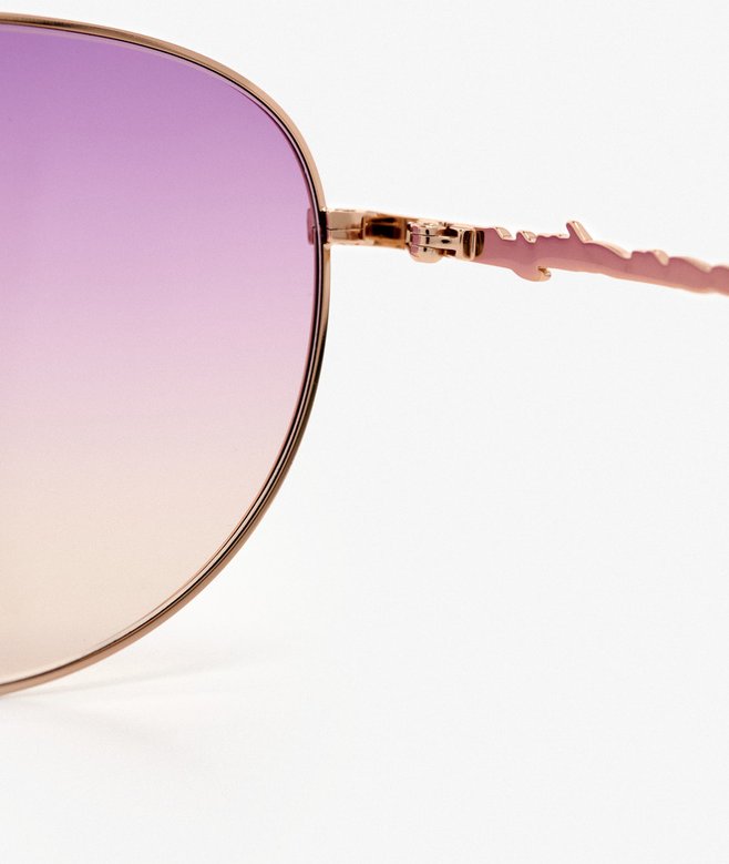 womens Gradient Lens Aviator Sunglasses in Rose Gold / Purple lens ...