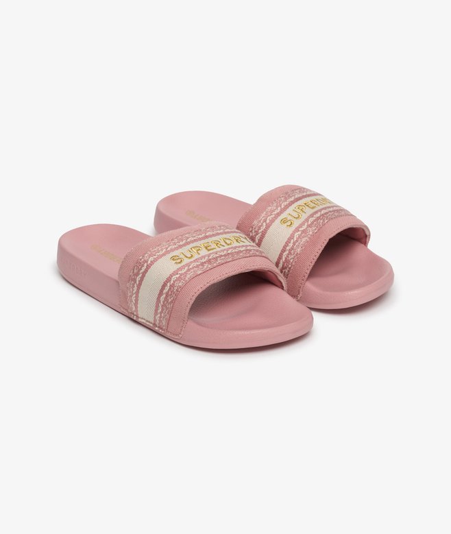 womens Webbing Interest Pool Sliders in Ash Rose | Superdry UK