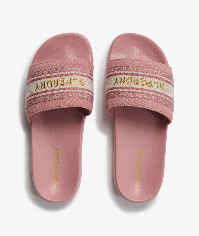 womens Webbing Interest Pool Sliders in Ash Rose | Superdry UK