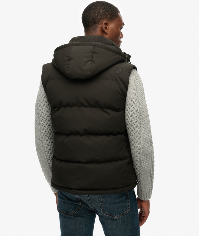 mens Everest Hooded Puffer Gilet in JET BLACK | Superdry UK