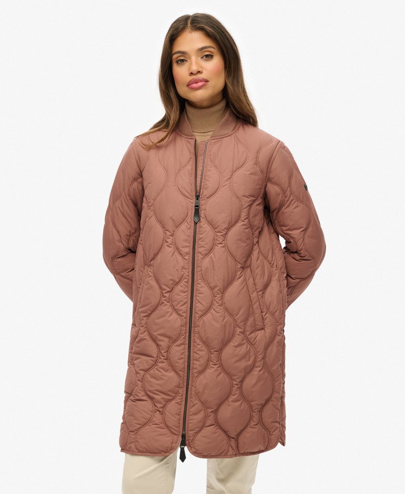 womens Longline Quilted Liner Jacket in Nutmeg Spice Brown | Superdry UK