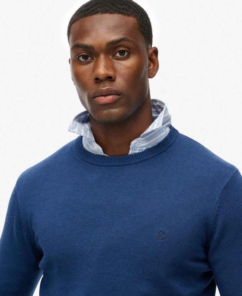 mens Essentials Cotton Jumper in Pilot Mid Blue Marl | Superdry UK