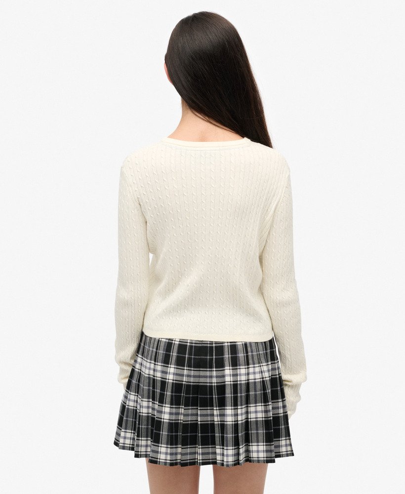 womens Micro Cable Cardigan in OFF WHITE | Superdry UK