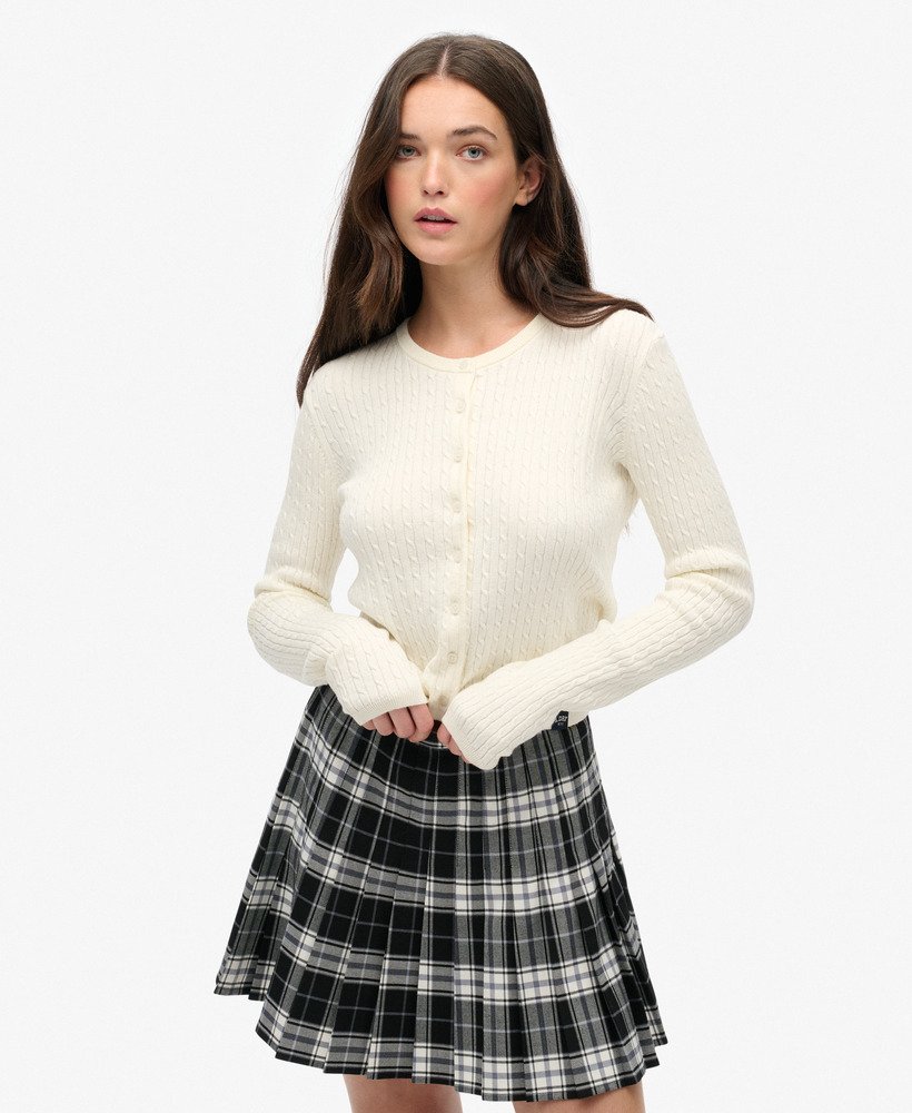 womens Micro Cable Cardigan in OFF WHITE | Superdry UK