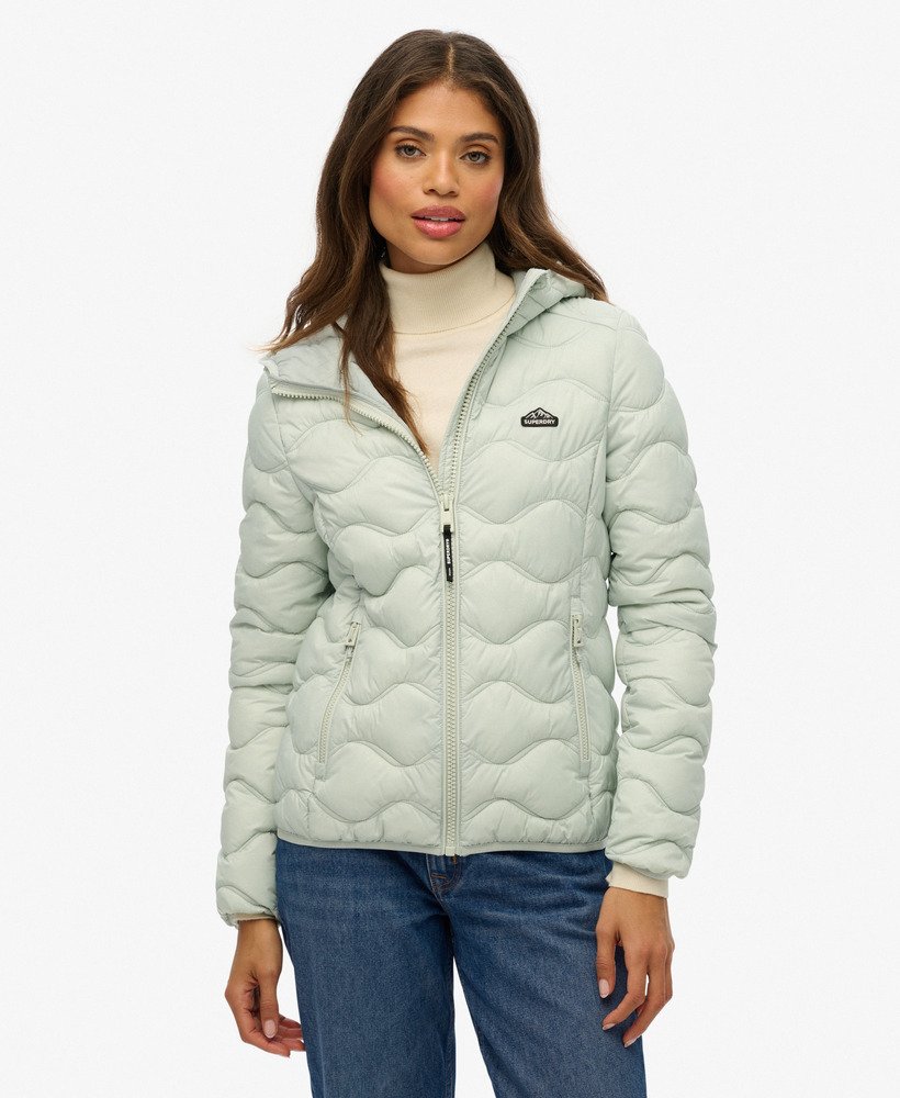 womens Hooded Fuji Lite Wave Padded Jacket in Puritan Grey | Superdry UK