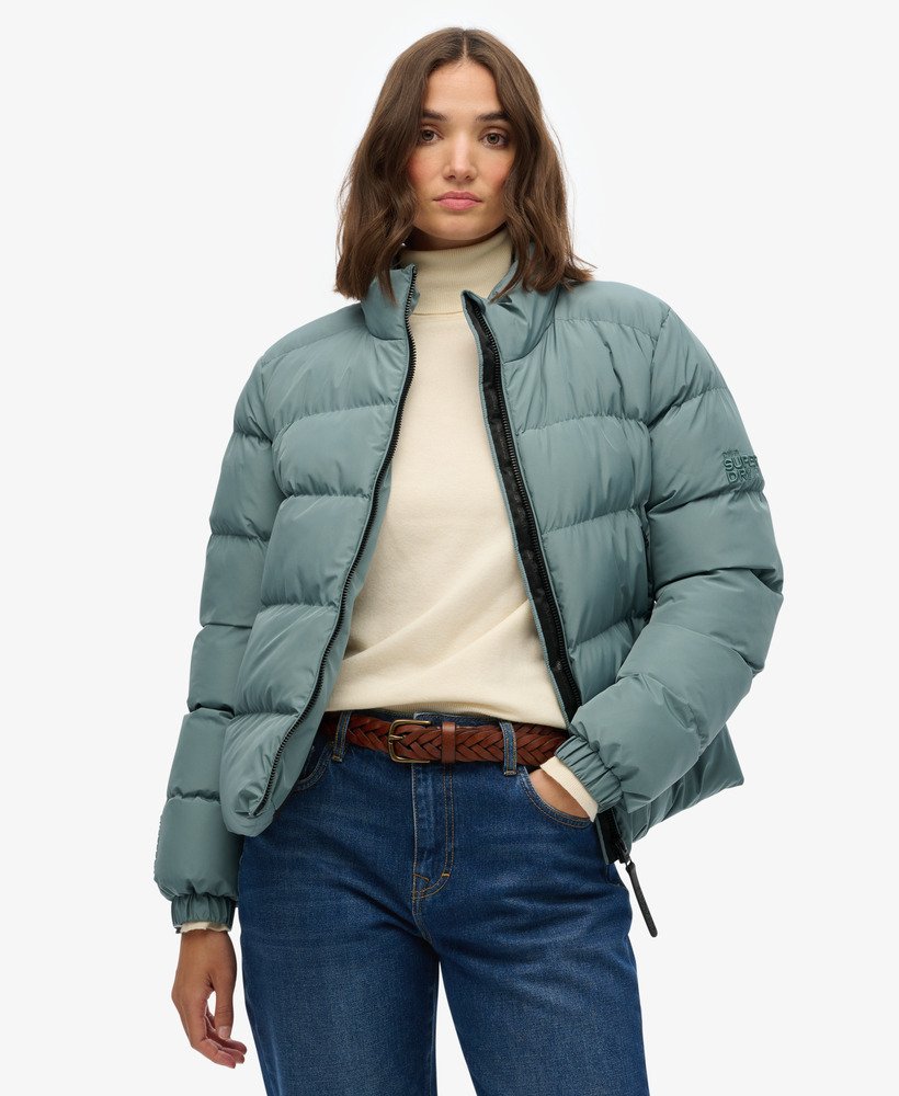womens Non Hooded Sports Puffer Jacket in Goblin Blue | Superdry UK