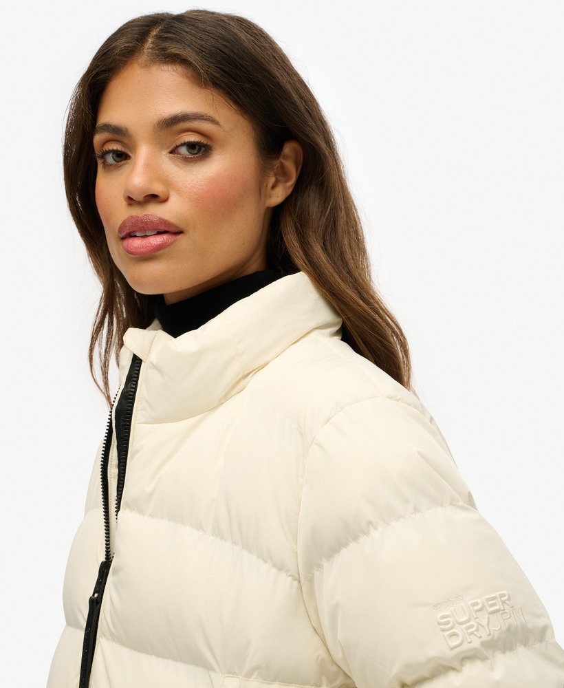womens Non Hooded Sports Puffer Jacket in OFF WHITE | Superdry UK
