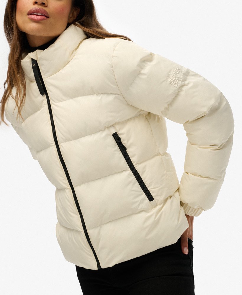 womens Non Hooded Sports Puffer Jacket in OFF WHITE | Superdry UK