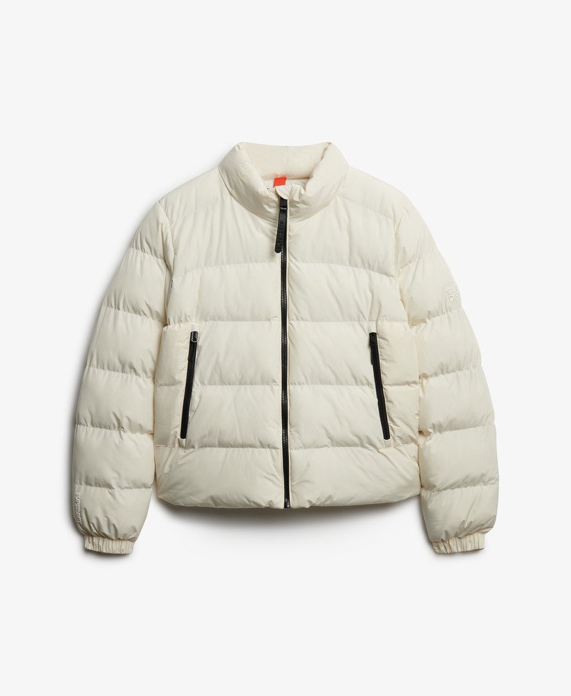 womens Non Hooded Sports Puffer Jacket in OFF WHITE | Superdry UK