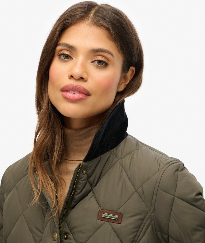 womens Cord Trimmed Liner Jacket in Army Khaki | Superdry UK