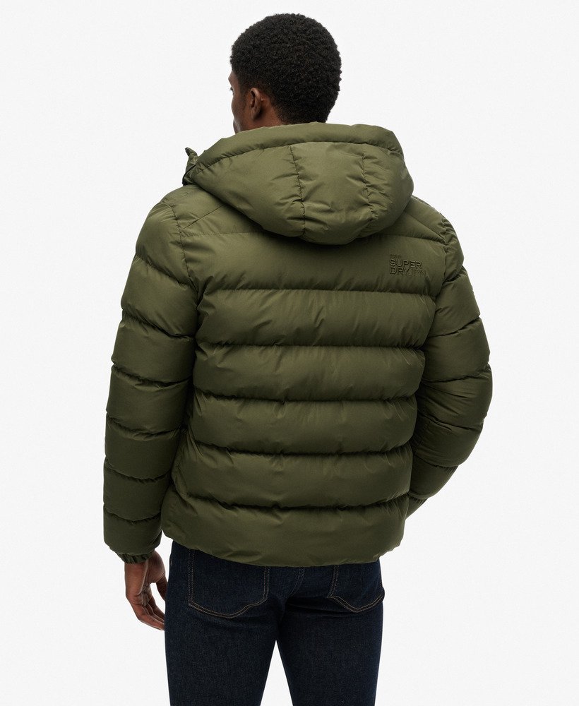 mens Hooded Sports Puffer Jacket in Army Khaki/Army Khaki | Superdry UK
