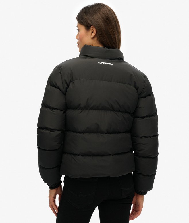 womens Non Hooded Sports Puffer Jacket in Black | Superdry UK