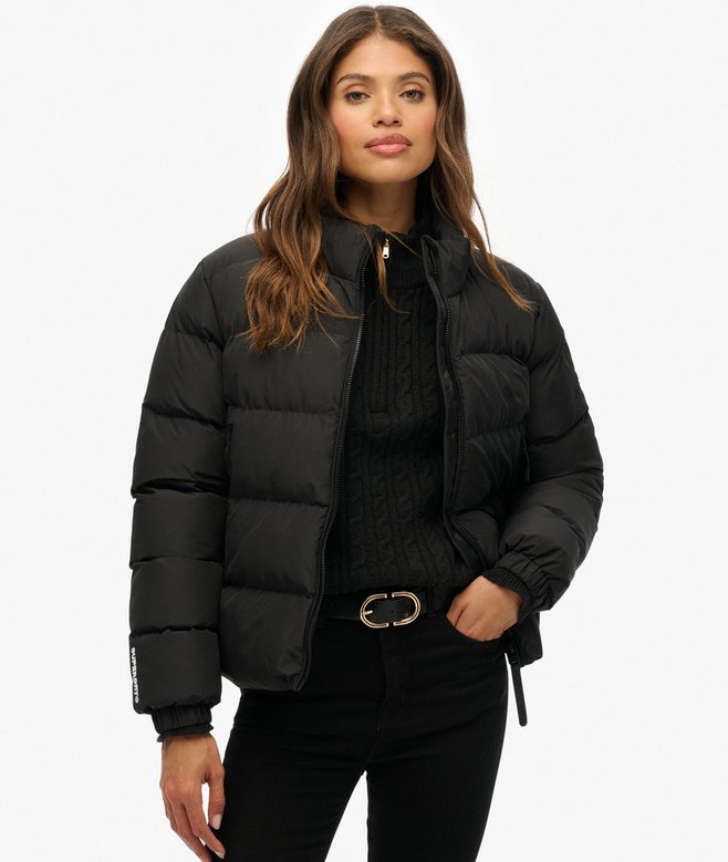 womens Non Hooded Sports Puffer Jacket in Black | Superdry UK