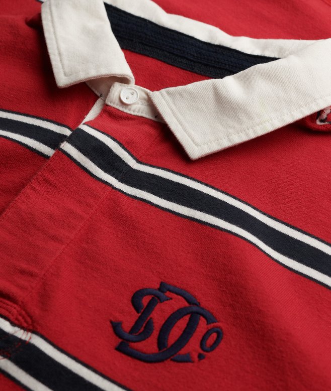 mens Vintage Athletic Stripe Rugby Top in Red Stripe | Superdry UK