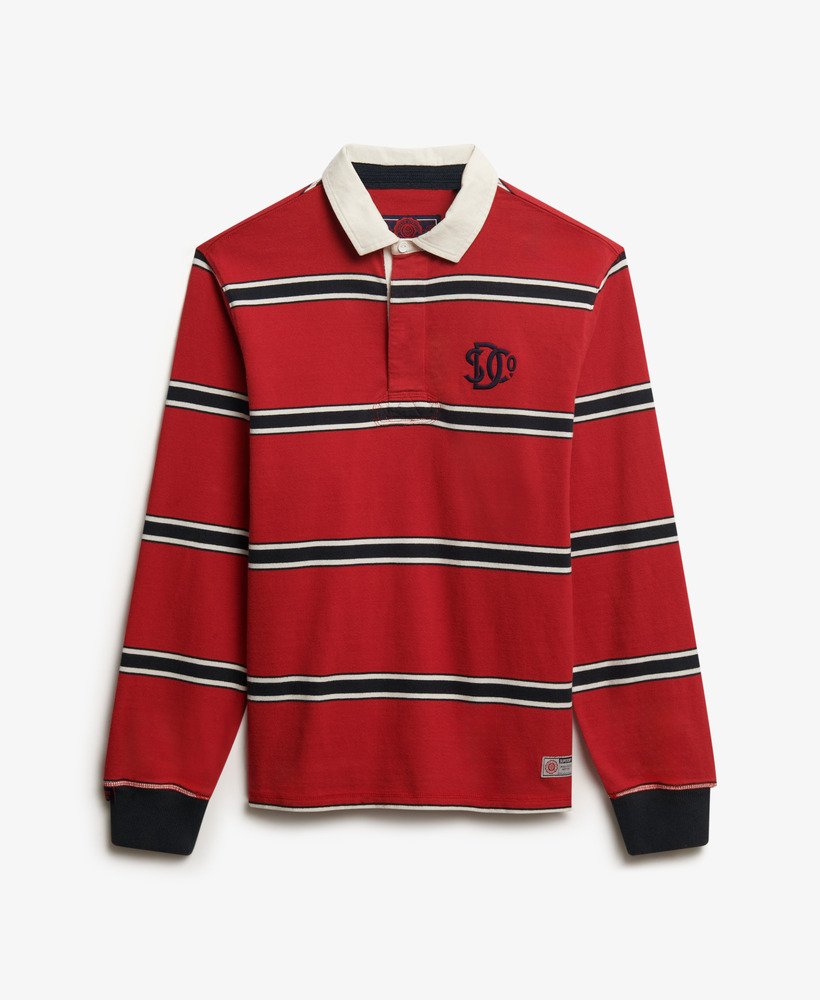 mens Vintage Athletic Stripe Rugby Top in Red Stripe | Superdry UK