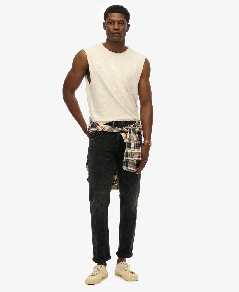 mens Raw Edge Slub Tank Top in Oat Cream Marl | Superdry UK