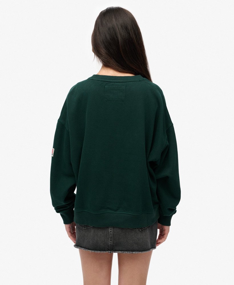 womens Athletic Essentials Relaxed Crew Sweatshirt in Dark Pine Green ...
