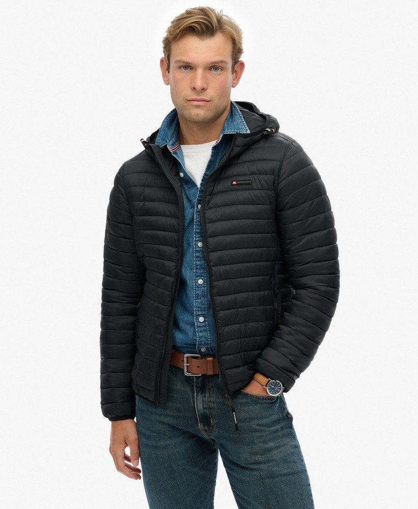 mens Hooded Fuji Lite Jacket in JET BLACK | Superdry UK