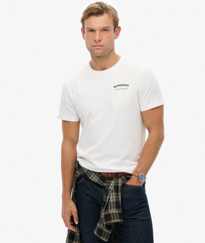 mens British Design Relaxed T-Shirt in OPTIC | Superdry UK