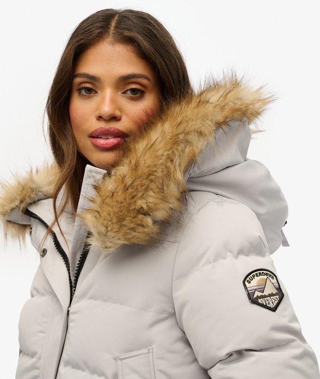 womens Everest Hooded Bomber Jacket in MOONLIGHT GREY | Superdry US
