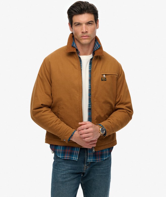 mens Cotton Canvas Barn Jacket in Denim Co Tobacco Brown | Superdry UK