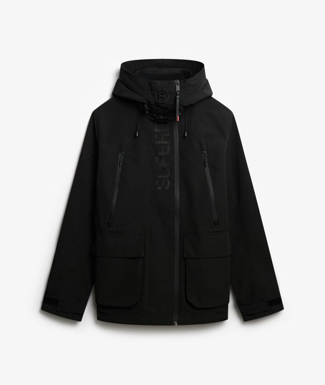 mens Hooded Ultimate Embroidered Windbreaker in STEALTH BLACK | Superdry UK
