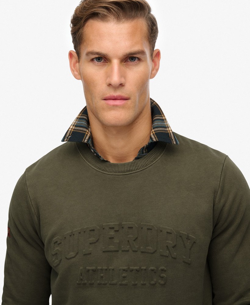 mens Athletic Embossed Sweatshirt in Surplus Goods Olive Green ...