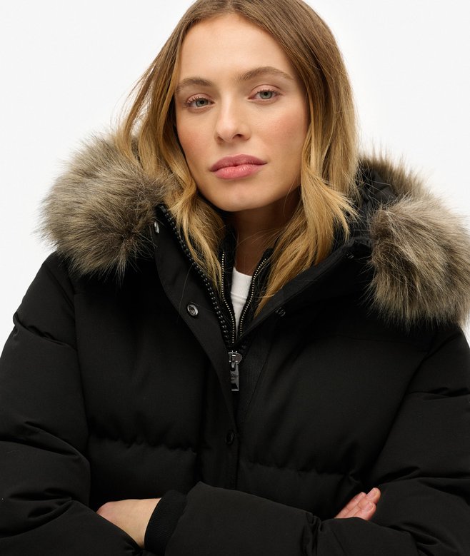 womens Everest Classic Puffer Jacket in Black | Superdry US