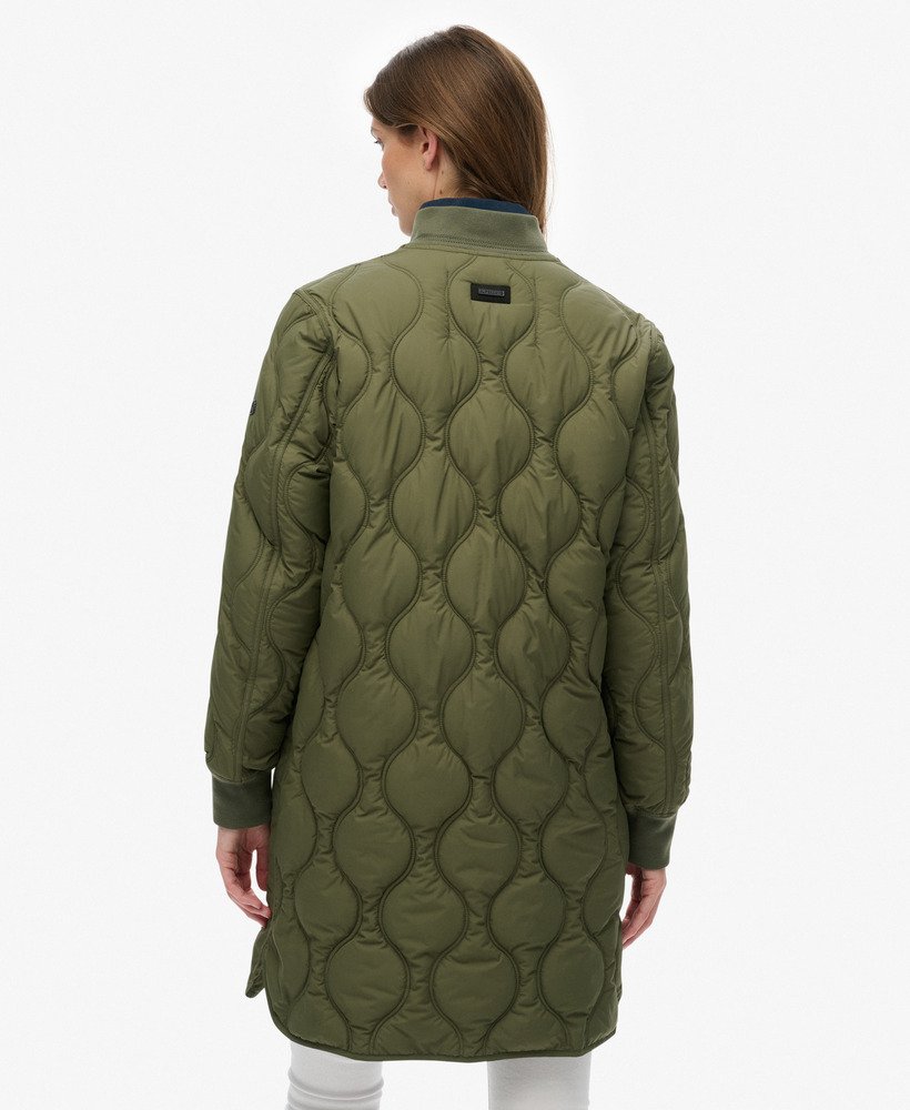 womens Longline Quilted Liner Jacket in Beetle Green | Superdry UK