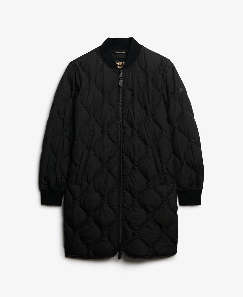 womens Longline Quilted Liner Jacket in Black | Superdry UK