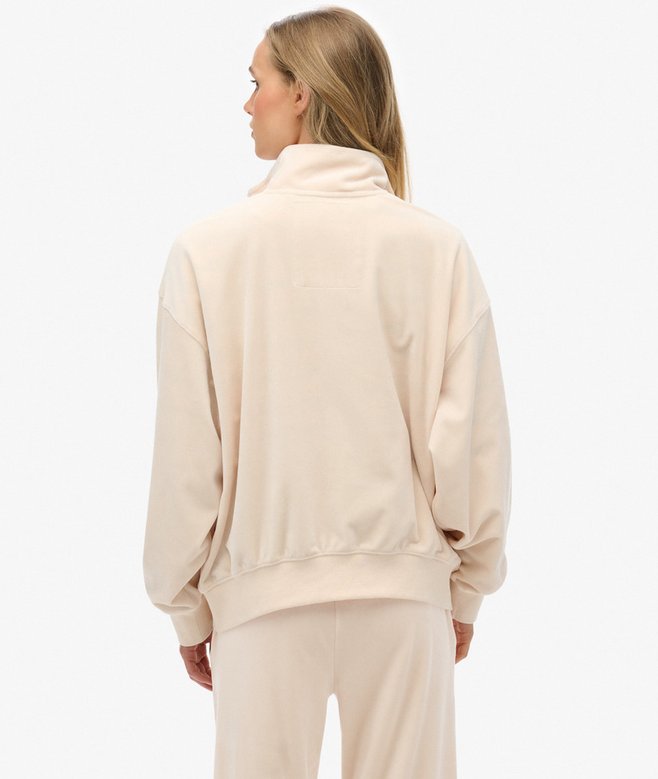 womens Country Club Velour Quarter Zip in Pink Tint | Superdry UK