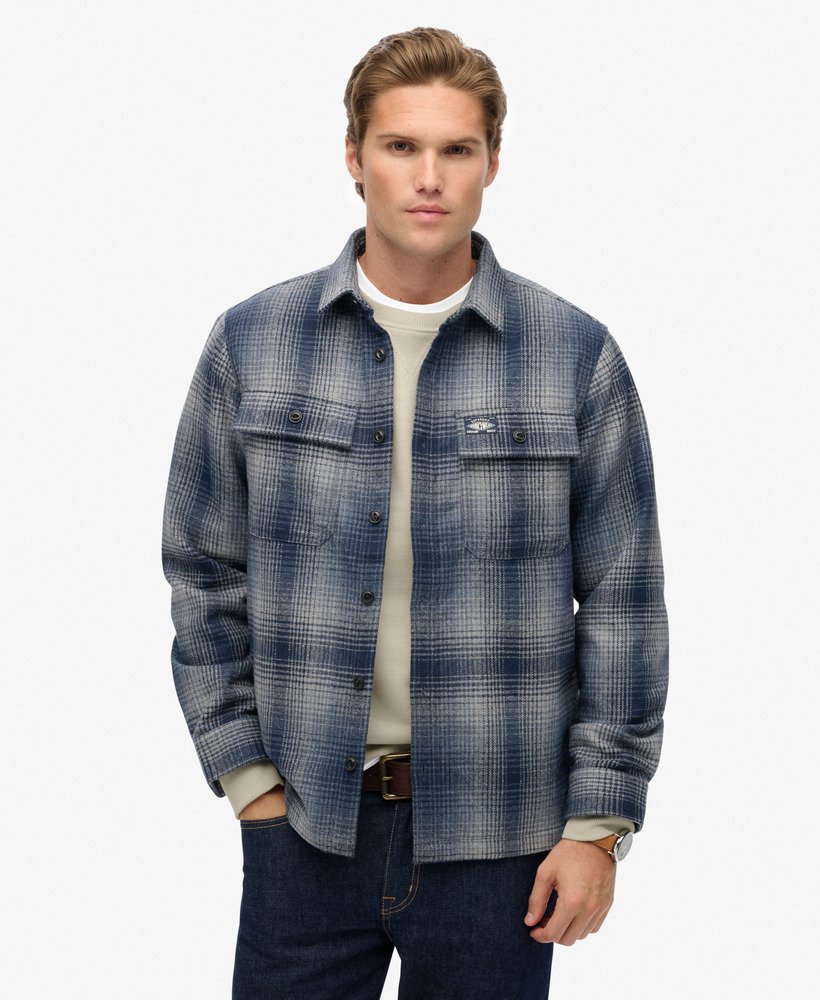 mens Wool Blend Miller Overshirt in WESTERN OMBRE BLUE | Superdry UK