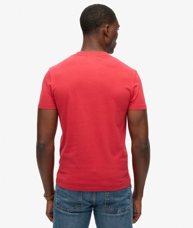 mens Organic Cotton Essential Logo T-Shirt in Cranberry Crush Red ...