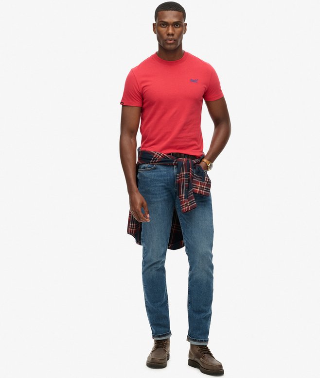 mens Organic Cotton Essential Logo T-Shirt in Cranberry Crush Red ...