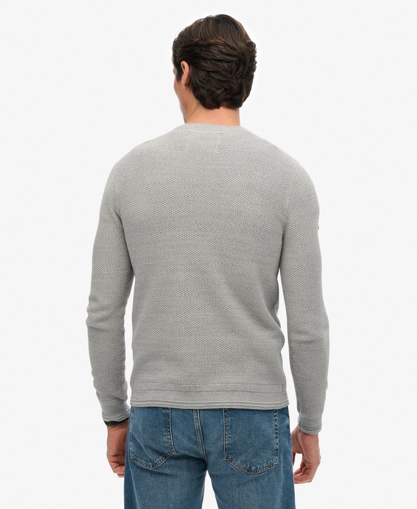 mens Light Weight Cotton Texture Jumper in LIGHT GREY | Superdry UK