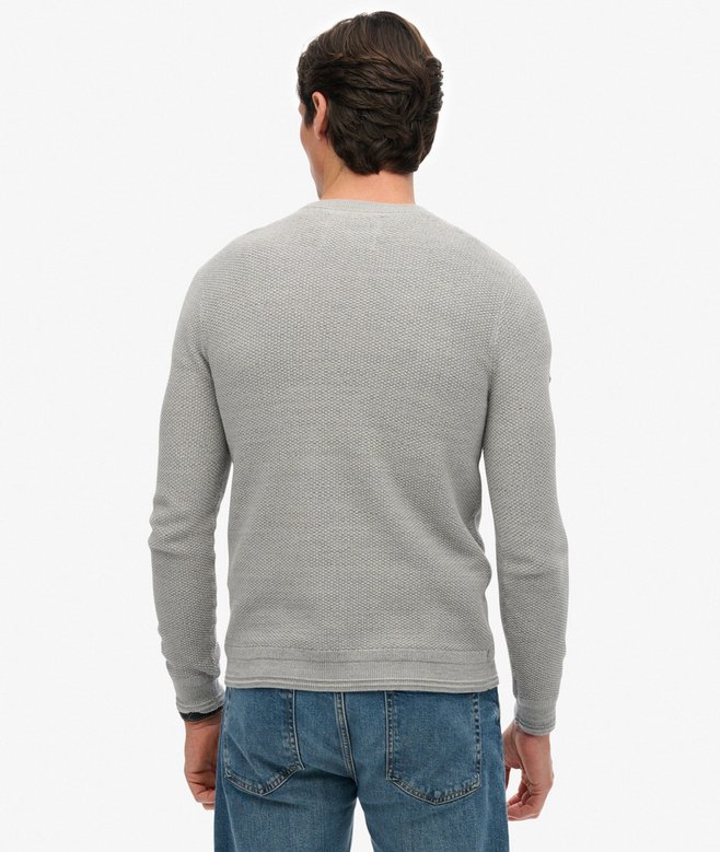 mens Light Weight Cotton Texture Jumper in LIGHT GREY | Superdry UK