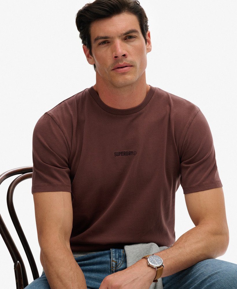 mens Micro Logo T-Shirt in Deep Mahogany Brown | Superdry UK