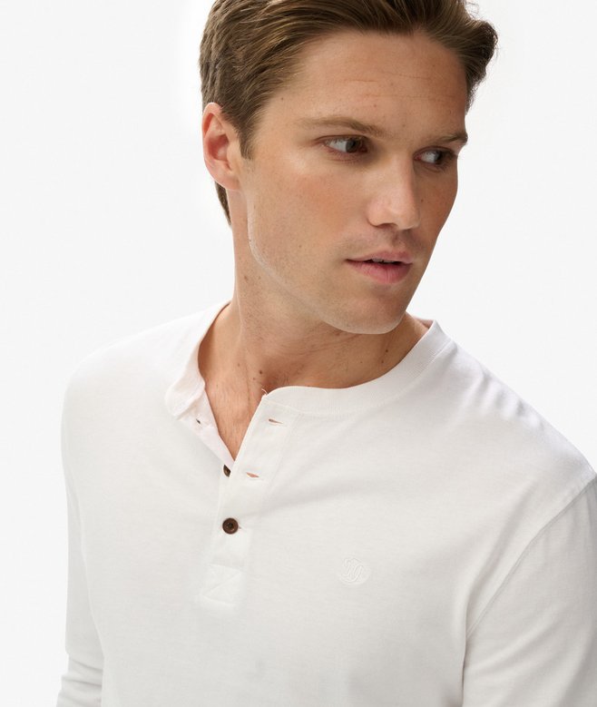 mens Classic Essential Grandad Top in OPTIC | Superdry IE