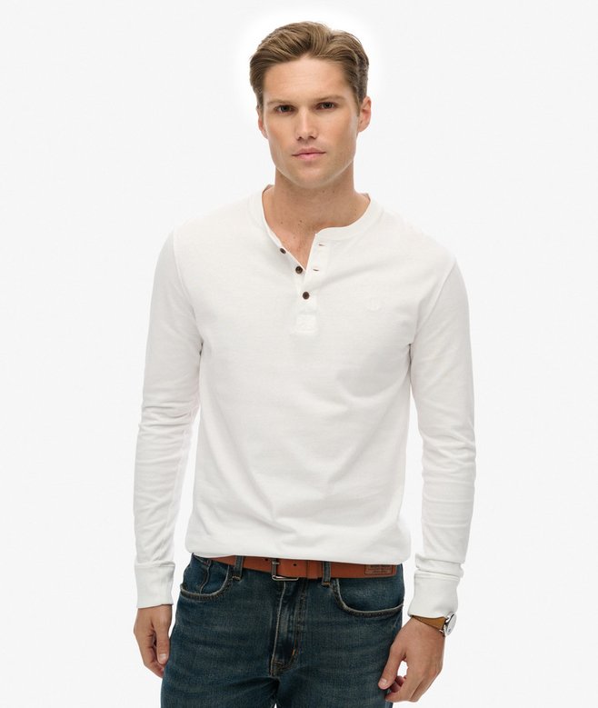 mens Classic Essential Grandad Top in OPTIC | Superdry UK