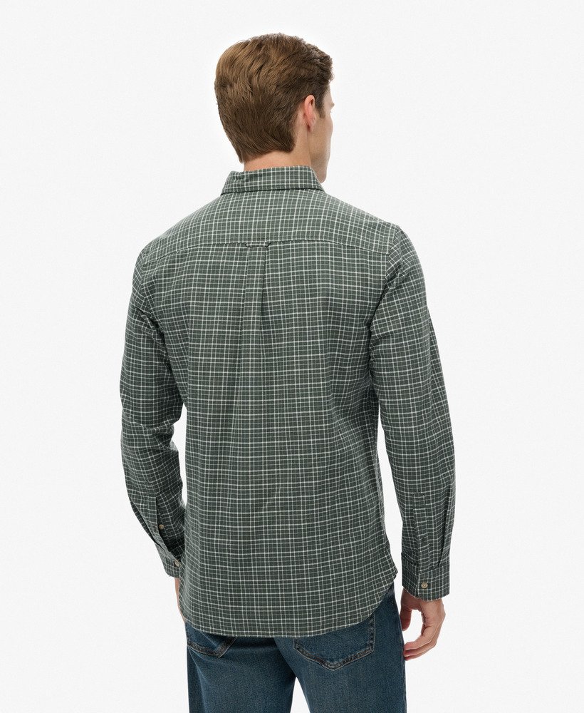mens Premium Check Oxford Shirt in Ice Green Shadow Grid | Superdry UK