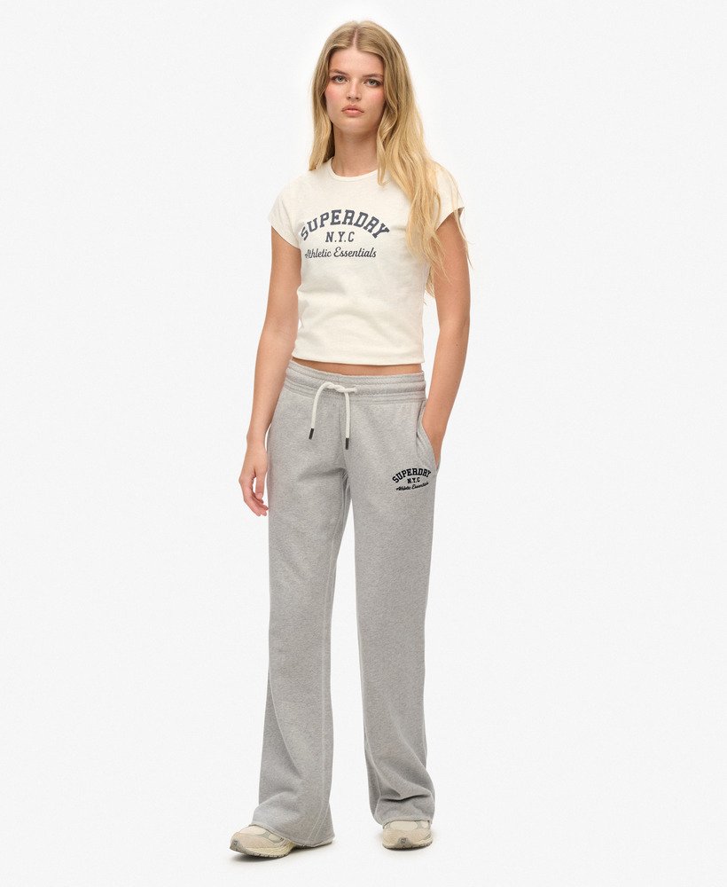 womens Athletic Embroidered Flare Joggers in Glacier Grey Marl ...