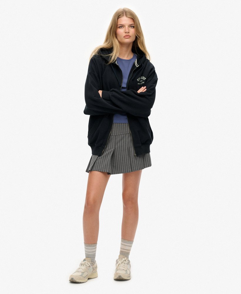 womens Athletic Essentials Oversized Zip Hoodie in Eclipse Navy/Off ...